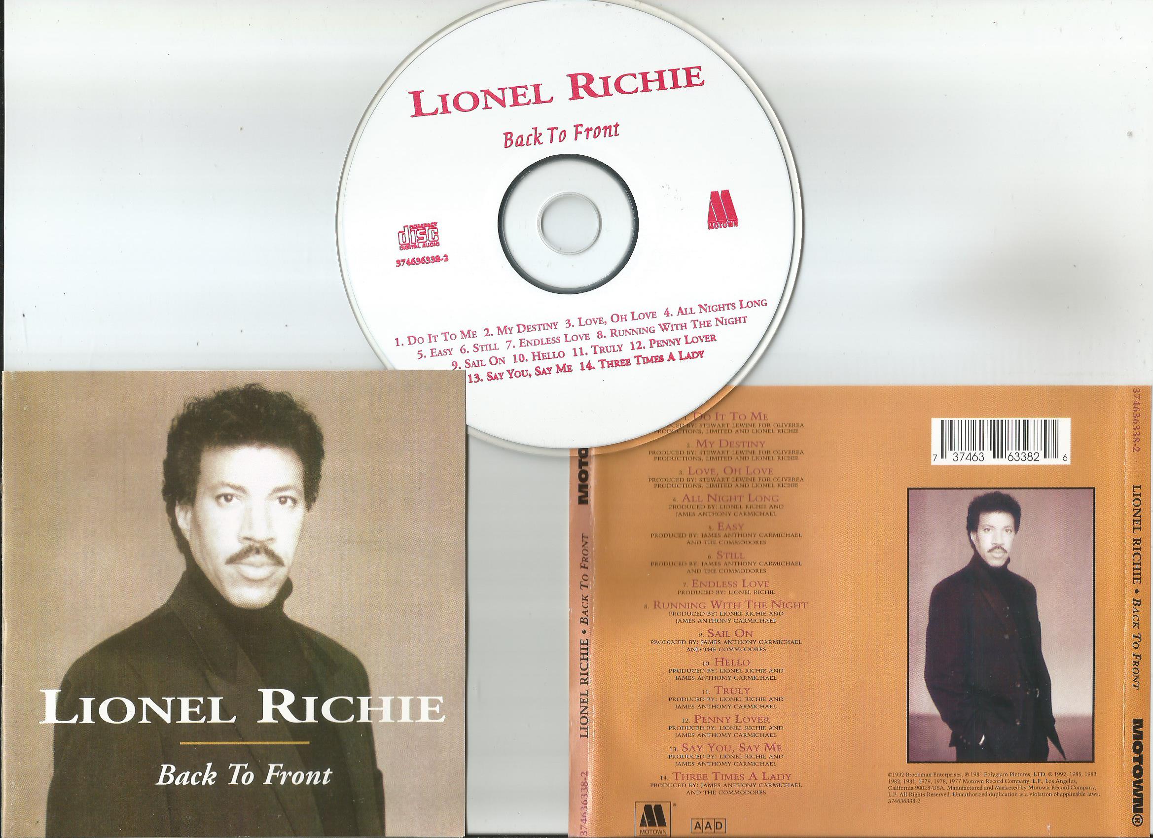 Lionel Richie Back to front (Vinyl Records, LP, CD) on CDandLP